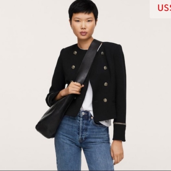 Mango | Jackets & Coats | New Mango Black Double Breasted Gold Button ...